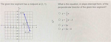 Solved The Given Line Segment Has A Midpoint At 31 What Is The