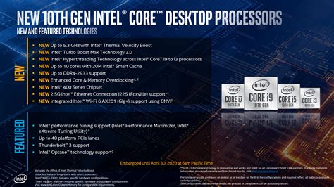 Intel 10th Generation Comet Lake Desktop Processors And 400 Series Chipsets Announced Heres