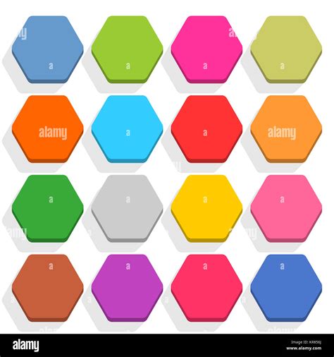 Flat Blank Web Button Hexagon Icon Set With Shadow Stock Photo Alamy