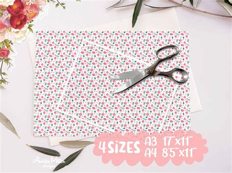 1 12 Scale Miniature Dollhouse Wallpaper With Pink Roses Printable