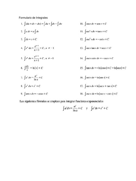 Formulario Calculo Integral Pdf