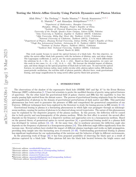 Pdf Testing The Metric Affine Gravity Using Particle Dynamics And