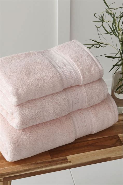 Laura Ashley Blush Pink Luxury Cotton Embroidered Towel Pink Pink