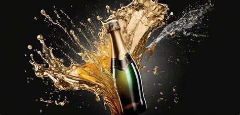 Premium Ai Image A Bottle Of Sparkling Wine Splashes Of Champagne On