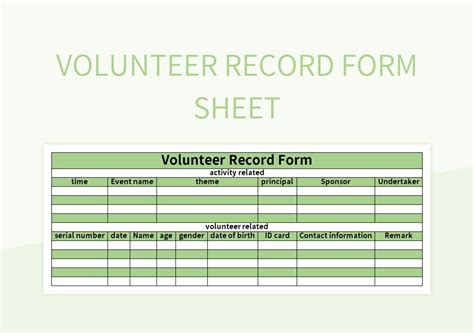 Volunteer Schedule Template Excel