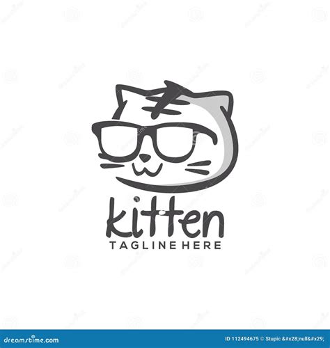 Creative Kitten Logo Design Vector Art Logo Stock Vector Illustration