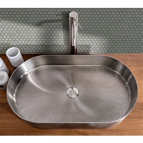 Lavabo Sobre Encimera Ovalado Fabricado En Acero Inoxidable