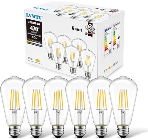 LVWIT 4W Edison E27 Screw Bulb E27 Vintage Light Bulbs 40W Equivalent