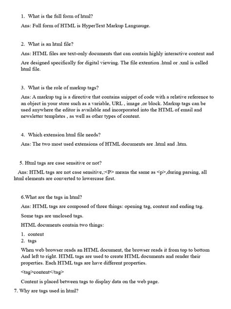 Html Interview Question Seve Pdf Html Element Html