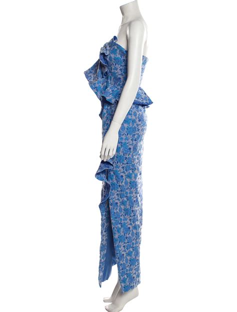 Theia Floral Print Long Dress Blue Dresses Clothing Wtt26137 The