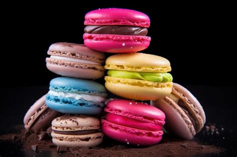 Premium Ai Image Luscious Colorful Macaroon Cake Sweet Dessert Generate Ai