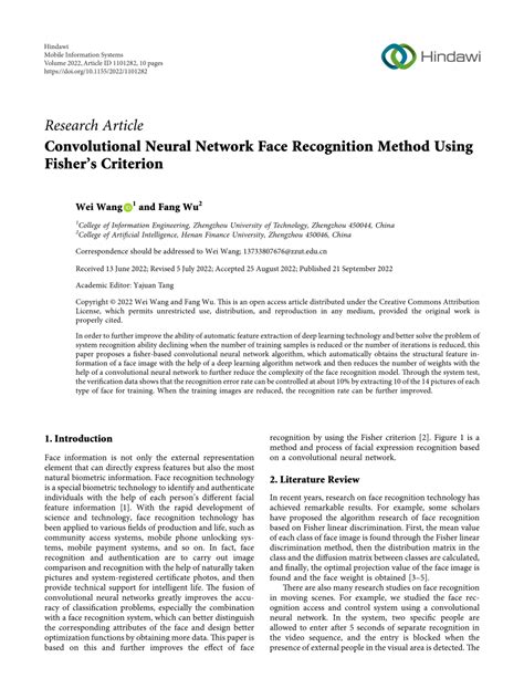 (PDF) Convolutional Neural Network Face Recognition Method Using Fisher’s Criterion