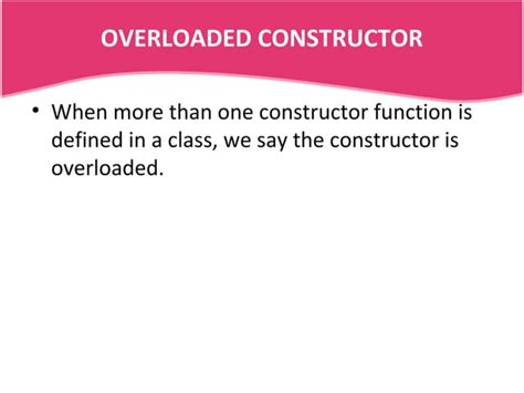 Constructor And Destructor Object Oriented Programming Ppt
