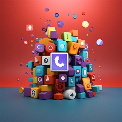 Premium Photo Colorful 3d Cube With Different Application Icons Vector Illustration