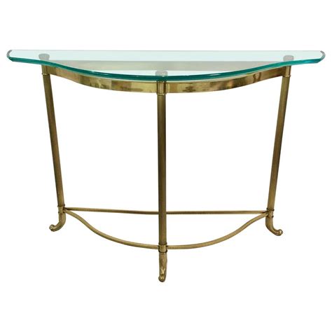 Regency Style Brass And Glass Demilune Console At 1stdibs
