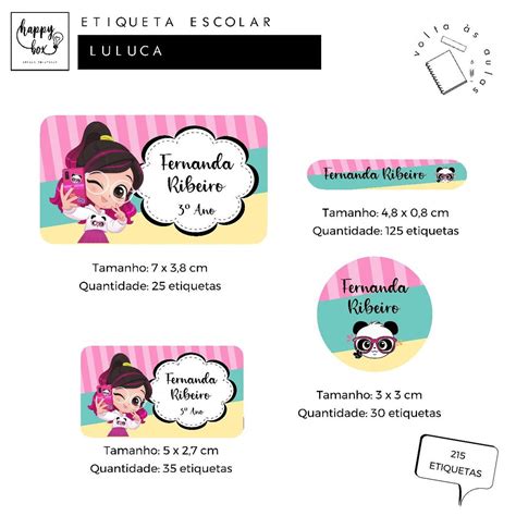 Etiquetas Escolares Luluca Elo7 Produtos Especiais