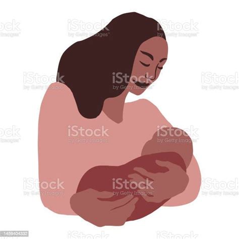 아프리카 계 미국인 어머니 모유 수유 유아 아이 손으로 그린 그림 갈색에 대한 스톡 벡터 아트 및 기타 이미지 갈색 그래픽