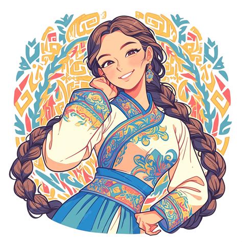 Premium Vector Mongolian Woman In Traditional Deel As A Cultural Hostess