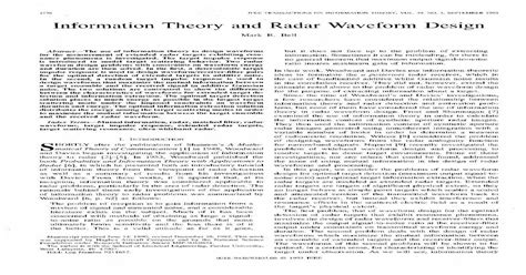 Pdf Information Theory And Radar Waveform Designmrbresources