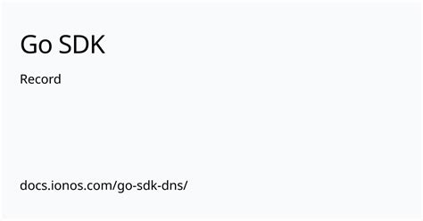 record go sdk
