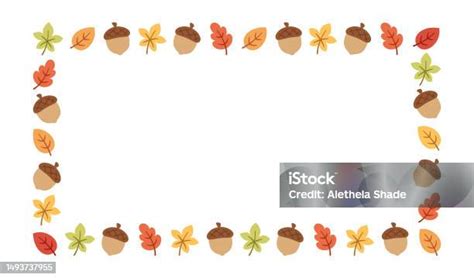 나뭇잎과 도토리로 만든 직사각형 가을 프레임 현대 벡터 그림입니다 할로윈 추수 감사절 가을 테두리 템플릿입니다 0명에 대한 스톡 벡터 아트 및 기타 이미지 Istock