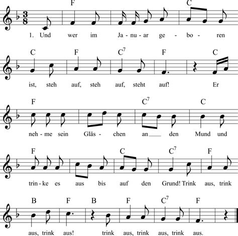 Und Wer Im Januar Geboren Ist Noten Liedtext Midi Akkorde
