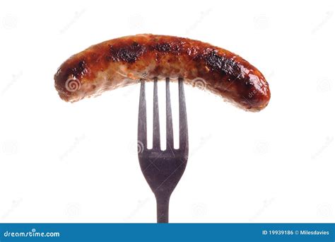 Sausage On A Fork Stock Photo Image Of Fork Meat Studio