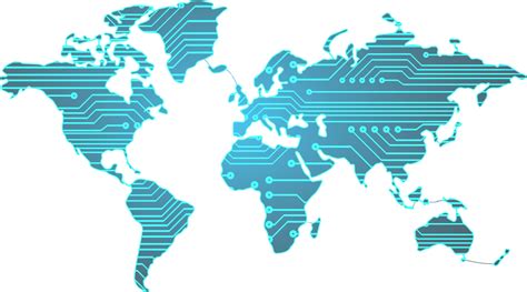 Blue Technology World Map Cutout 13471530 Png