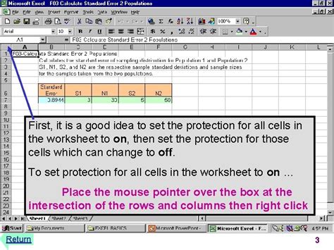 Microsoft Excel Basics Lesson 11 Protecting Worksheets Cell