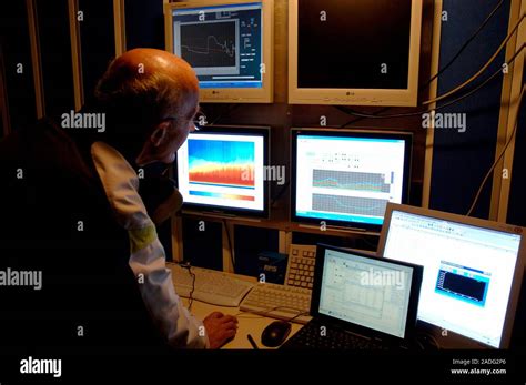 recording atmospheric pollution researcher monitoring the results from