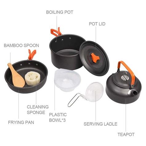 Full Set Camping Cookware Hiking And Backpacking Cookset The Big Sports