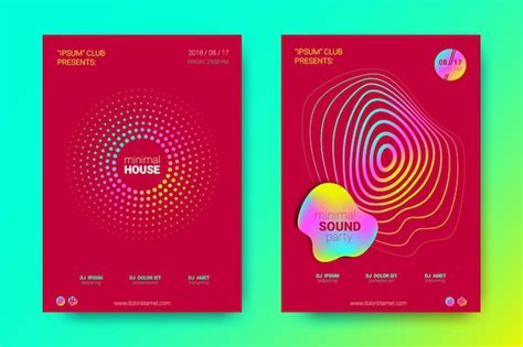 전자 음악 축제를 위한 Edm 포스터 세트 프리미엄 벡터