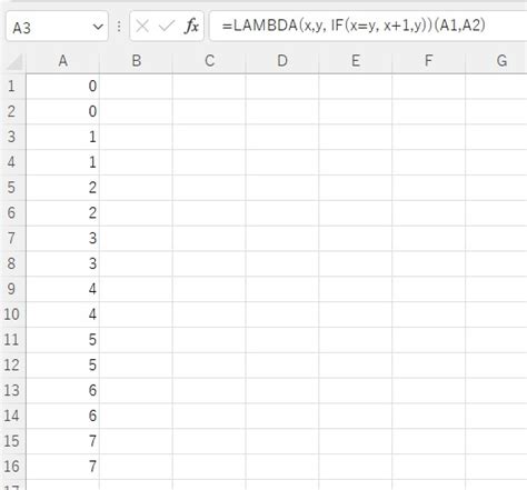 Excelで2行ごとにカウントアップする数列を作成する 0011223344 Lambda関数 タナビボ