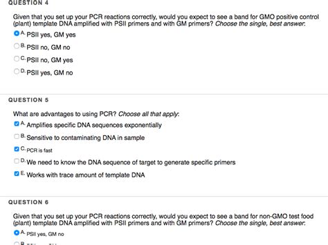 Solved Question 4 Given That You Set Up Your Pcr Reactions