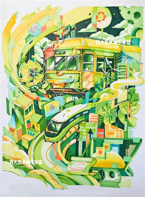 苏州大学艺术设计考研—绿色城市主题装饰画 花瓣网