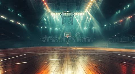 An Empty Basketball Arena Scene In Bright Light Stock Image Image Of