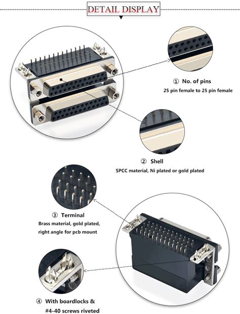 Pin D Sub Right Angle Pcb Mount Female To Female Pin D Sub Dual Port Connector
