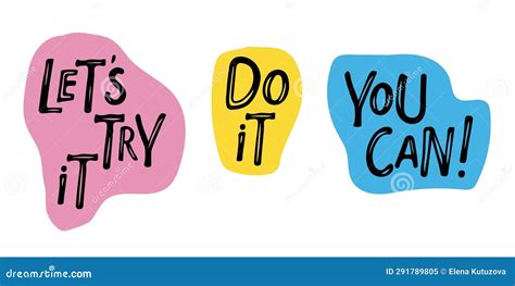 Motivational Patches Collection Lets Try It Do It You Can Hand Drawn