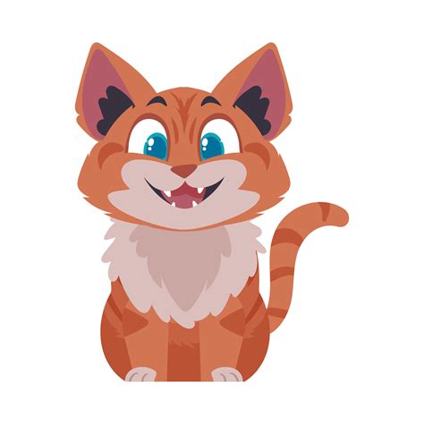 Locks In Cheerful Rosy Cat Smiling Cat Cartoon Style Vector