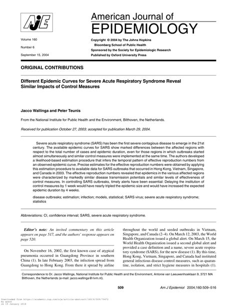 Pdf Different Epidemic Curves For Severe Acute Respiratory Syndrome Reveal Similar Impacts Of