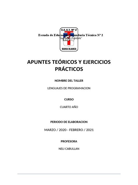 apuntes taller de programacion pdf lenguaje de programación