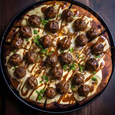 Round Pizza With Cheese Ground Chops Spices Top View Stock Vector