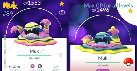 Muk Max Cp For All Levels Pokemon Go
