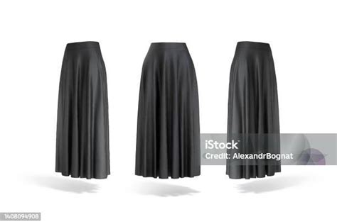 Mockup Rok Maxi Wanita Kulit Hitam Kosong Tampak Depan Dan Samping Foto