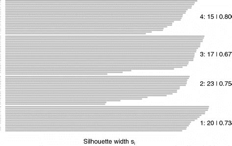 Silhouette For A Dataset Where Four Clusters Have Been Discriminated Download Scientific