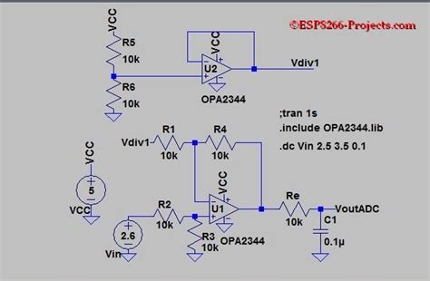 Example Of A Buffered Input ESP8266 ADC Input Voltage Level Shifter And Amplifier Module