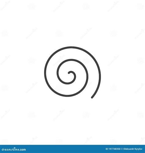 Large Linear Spiral Archimedean Spiral Of Black Color With Ten
