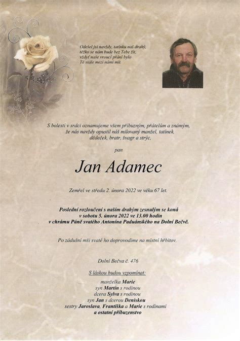 Pan Jan Adamec Smutecnioznamenieu