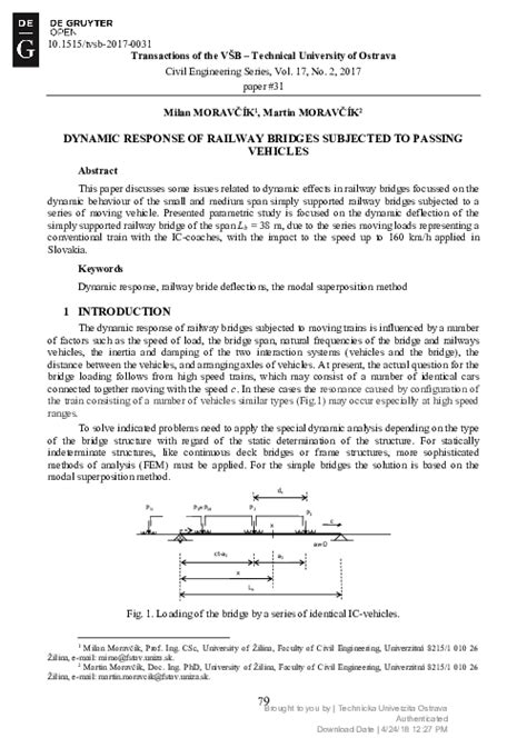 Pdf Dynamic Response Of Railway Bridges Subjected To Passing Vehicles
