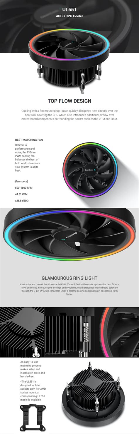Deepcool UL ARGB Intel CPU Cooler Msy Com Au